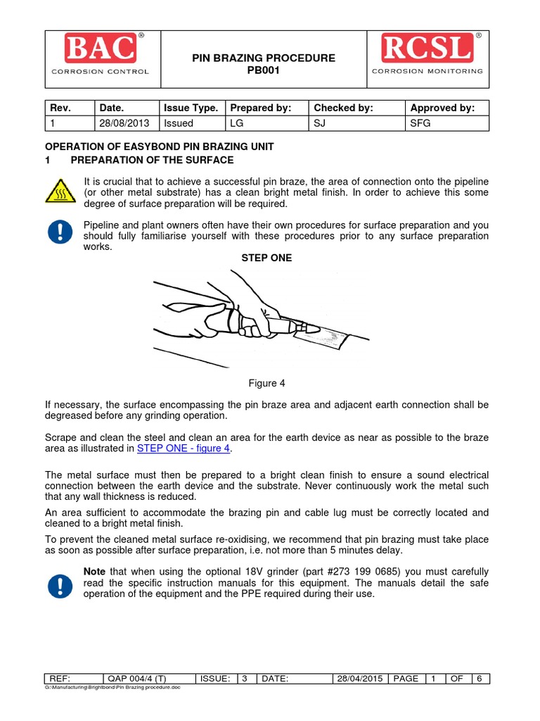 Pin Brazing Procedure PB001 | PDF | Fuse (Electrical) | Pipe (Fluid ...
