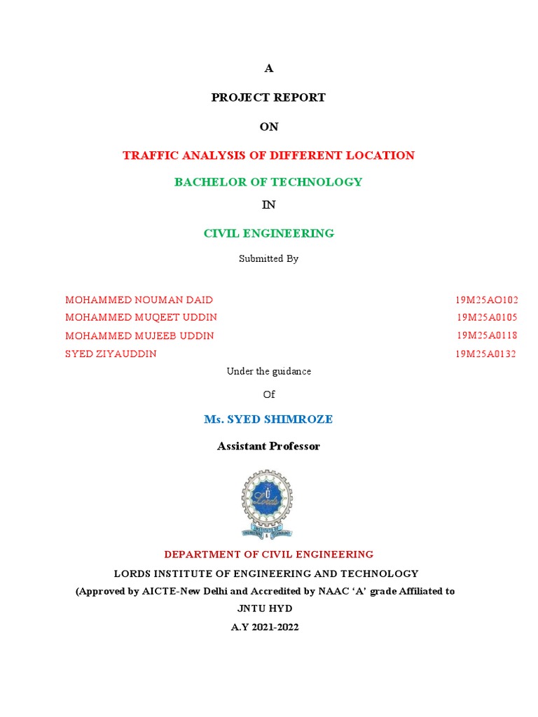 A Report On Traffic Analysis | PDF | Traffic | Road