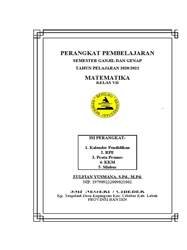 Kalpen, Rpe, Prota Promes Mat 7 2021-2022 | PDF