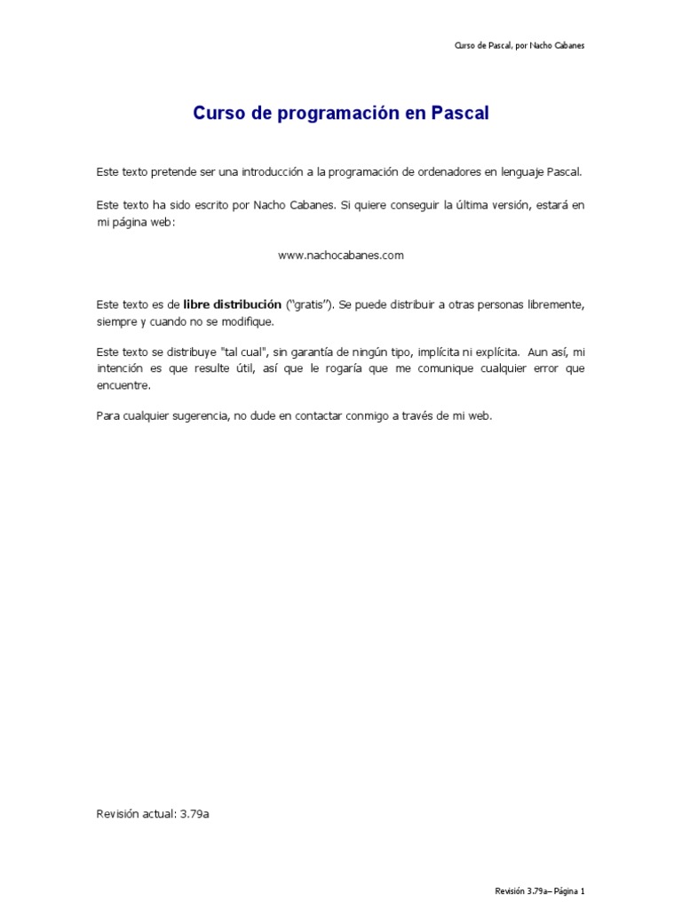 Manual Free Pascal | PDF | Lenguaje de programación | C (lenguaje de ...
