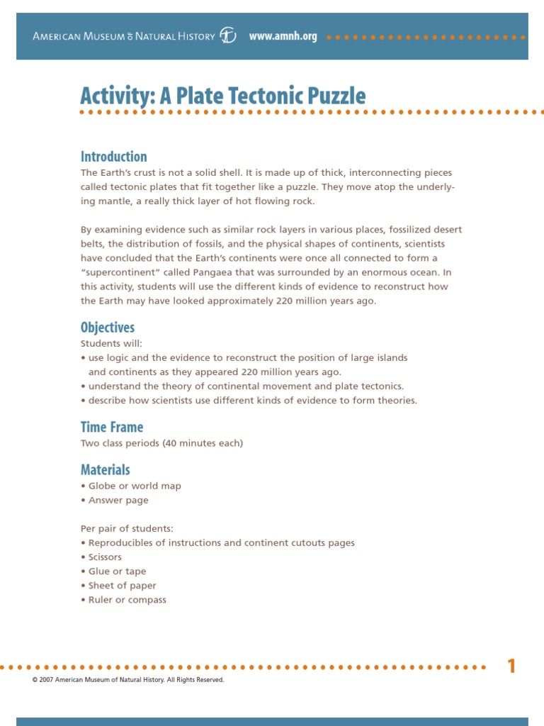 Pangea Activity | PDF | Plate Tectonics | Continent