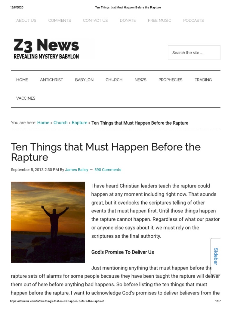 Ten Things That Must Happen Before The Rapture | PDF | Rapture | Great ...