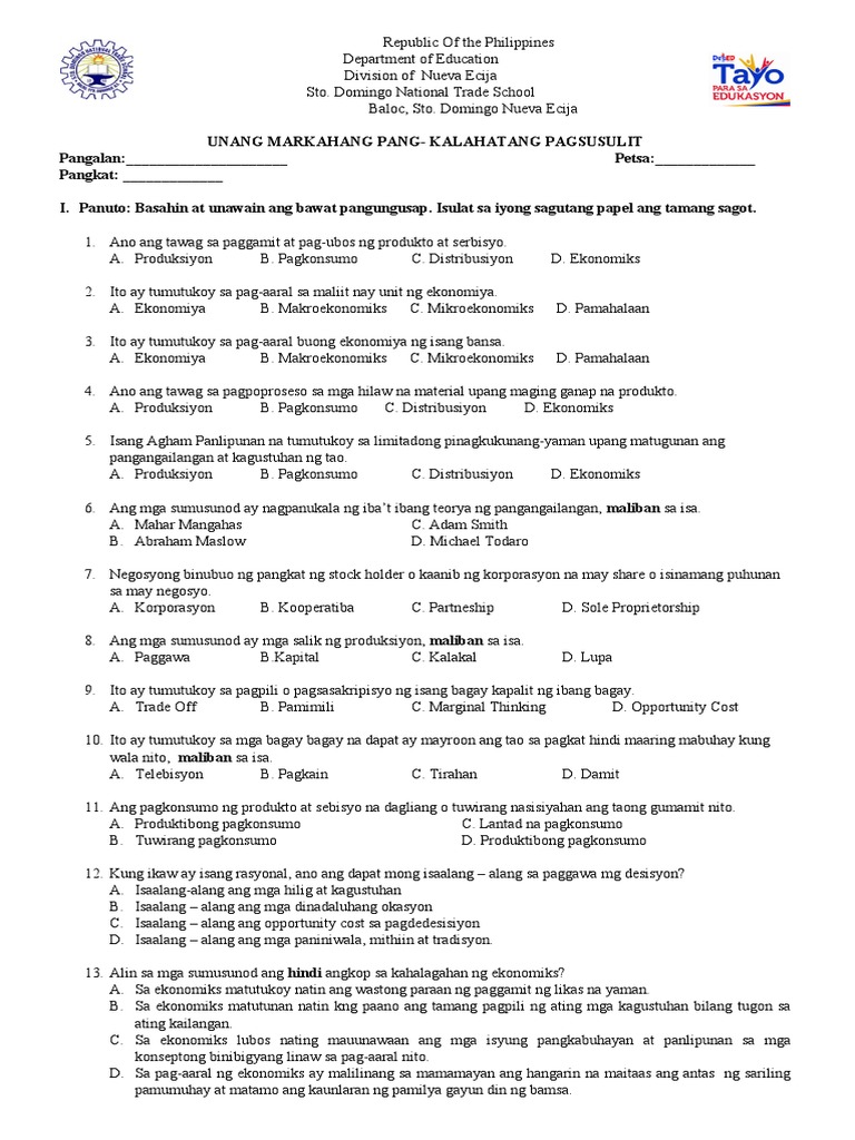 First Periodical Test Grade 9 | PDF