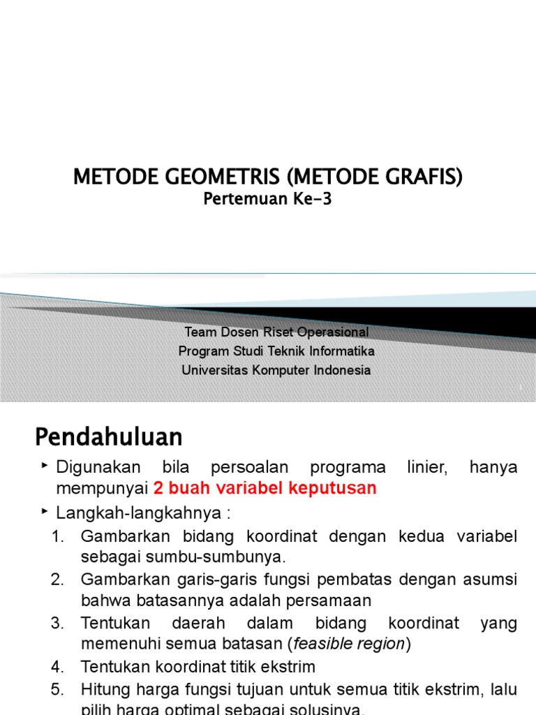 Pertemuan 3 Metode Grafis | PDF | Metode & Bahan Ajar