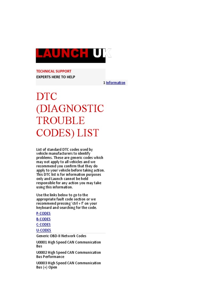 DTC (Diagnostic Trouble Codes) List: Toggle Navigation | PDF | Anti ...