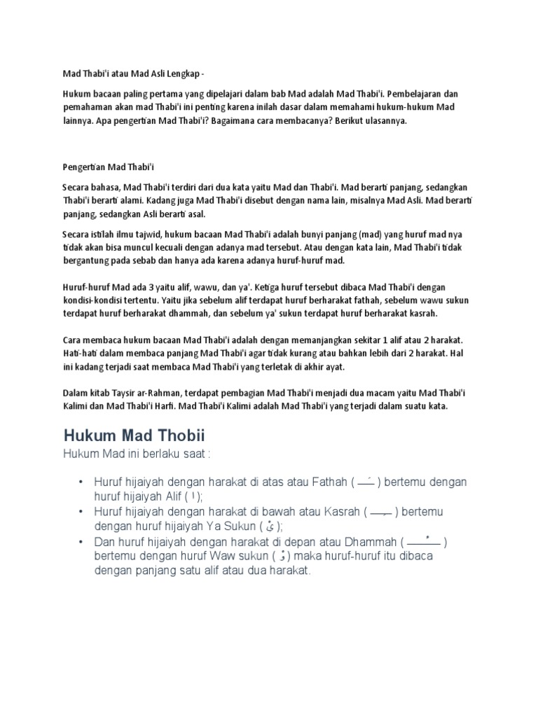 Mad Thabi'i | PDF | Seni & Disiplin Bahasa