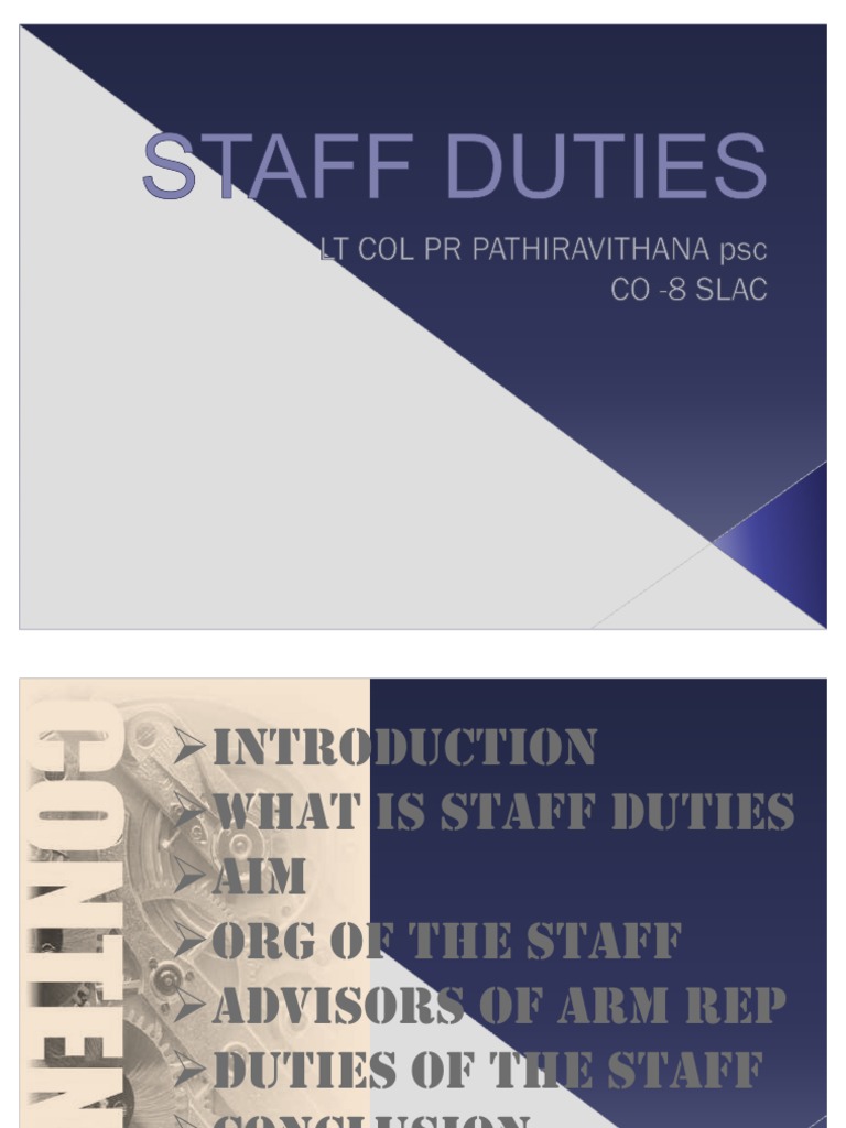 Staff Duties | Staff (Military) | Military Science