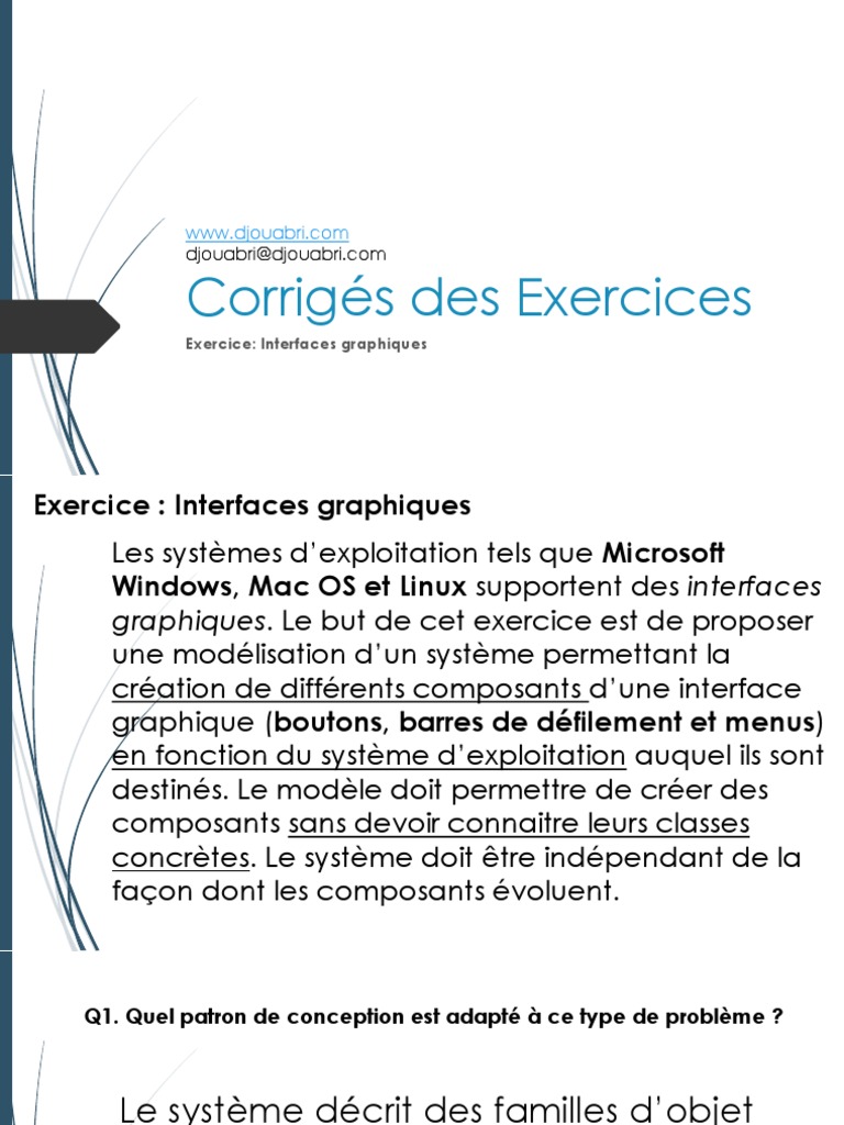 Corrigés Des Exercices: Exercice: Interfaces Graphiques | PDF