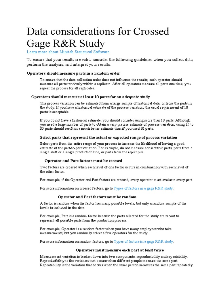 Data Considerations For Crossed Gage R Descargar Gratis Pdf Standard Deviation Analysis Of