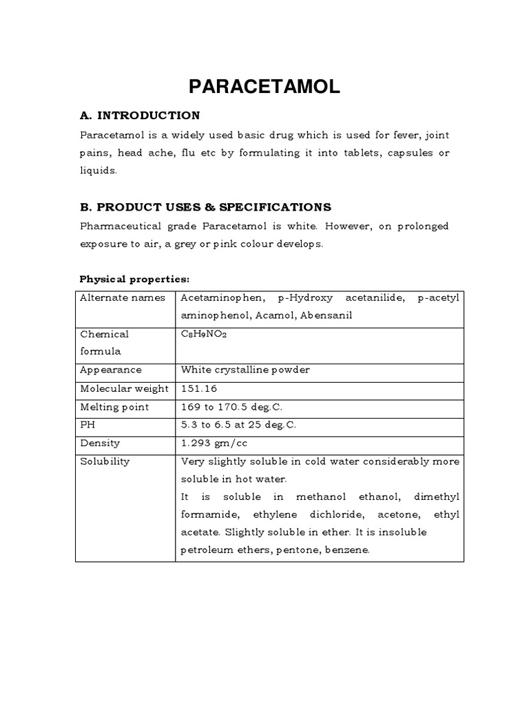 Paracetamol: A. Introduction | PDF | Pharmaceutical Industry | Tablet ...