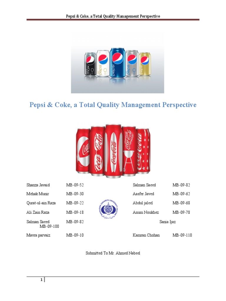 Pepsi & Coke, A Total Quality Management Perspective | PDF | Pepsi ...