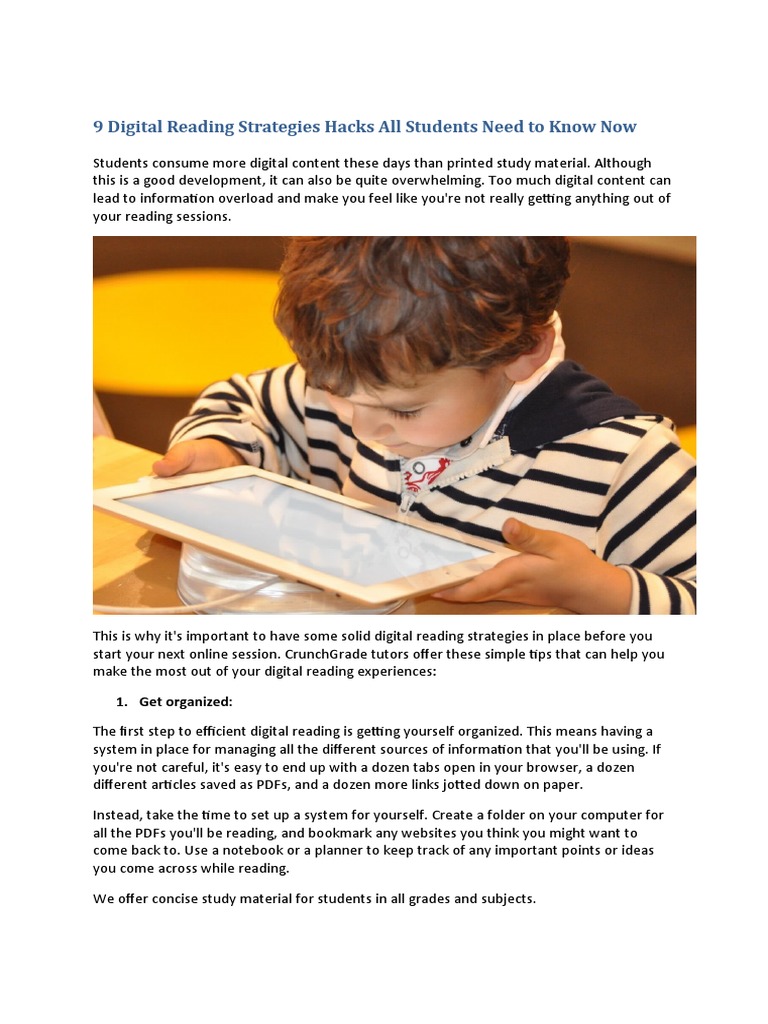 9 Digital Reading Strategies Hacks All Students Need To Know Now | PDF ...