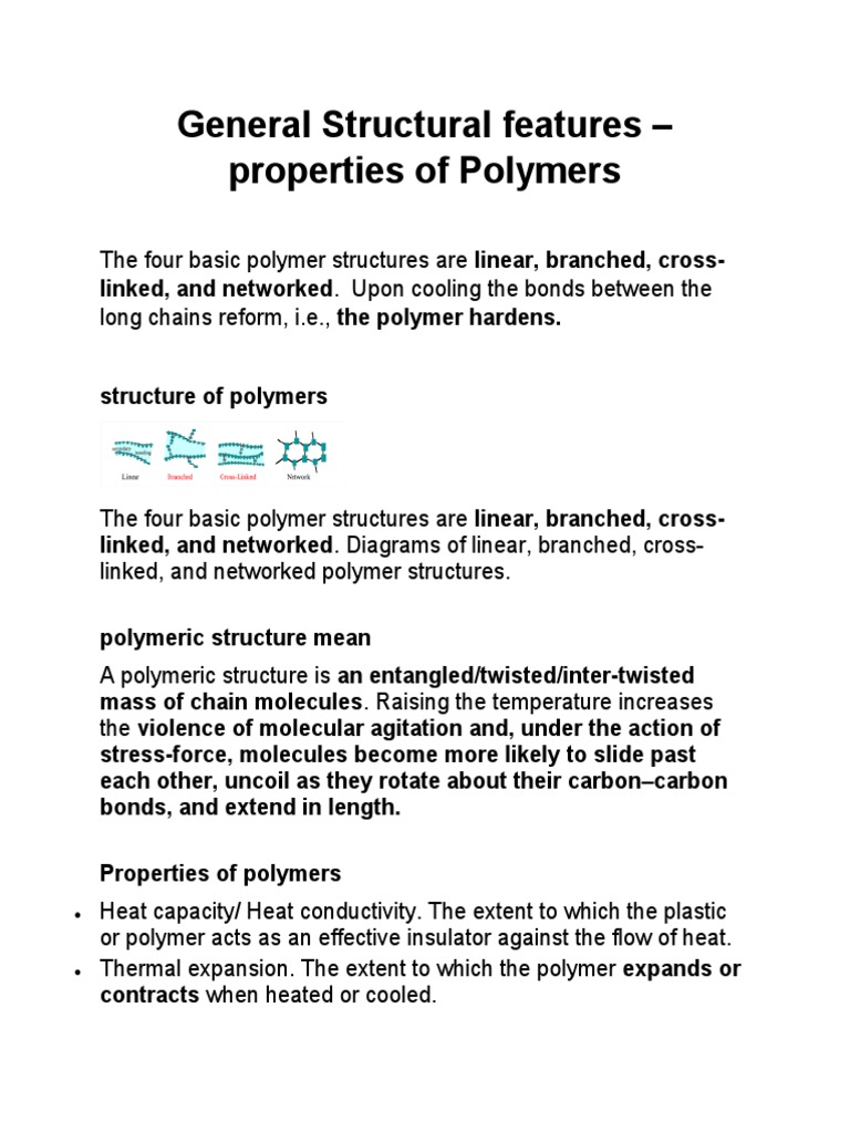 General Structural Features - Properties of Polymers | PDF | Polymers ...