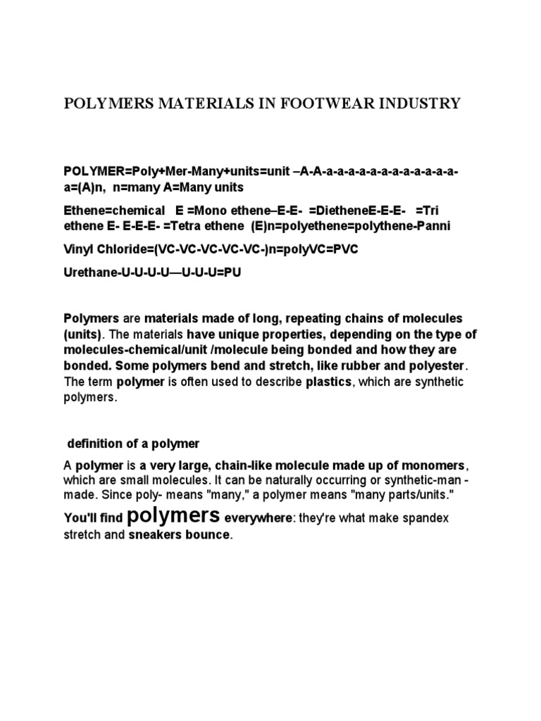 An In-Depth Analysis of Polymer Materials Used in the Footwear Industry ...