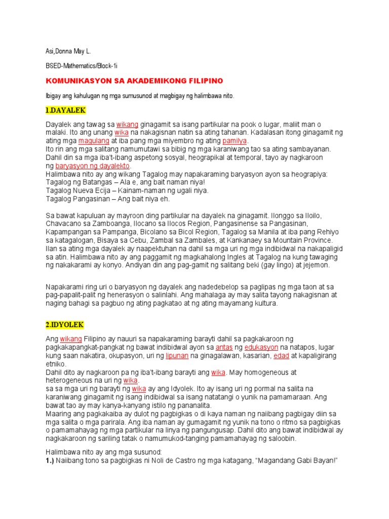 Komunikasyon Sa Akademikong Filipino | PDF