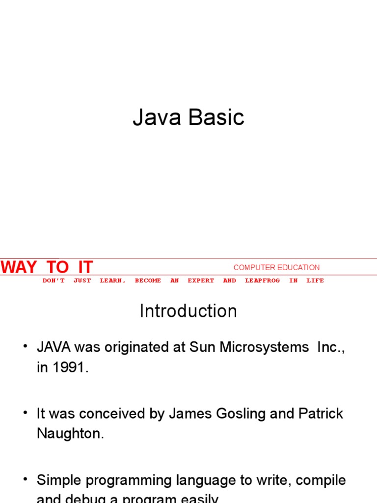 Presentation - Java - Basics - and Thread (Session 1 and Session 2 ...