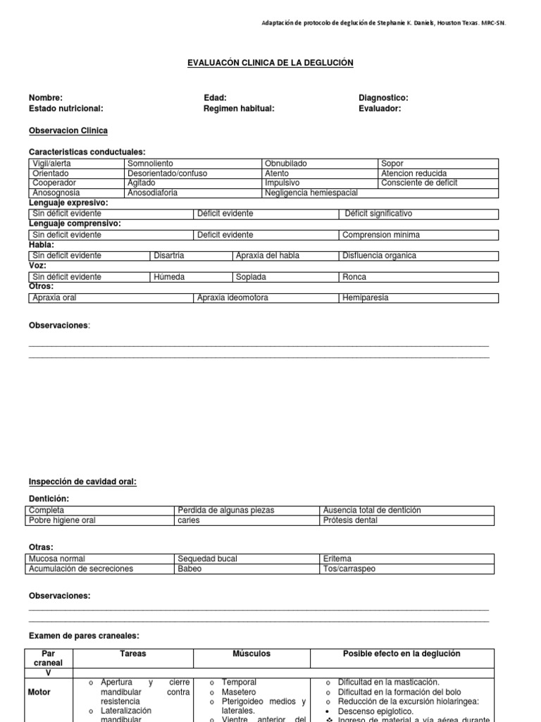 Evaluacion Clinica de La Deglucion | PDF | Lengua | Anatomía humana