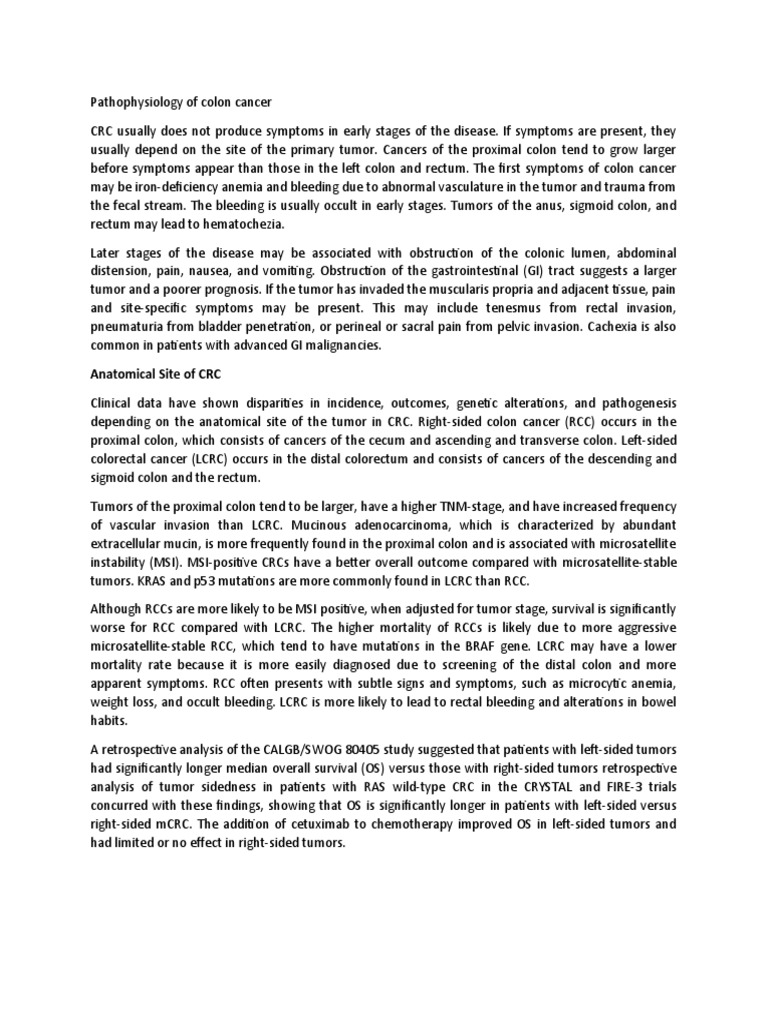 Colon Cancer Pathophysiology Overview | PDF | Colorectal Cancer | Cancer