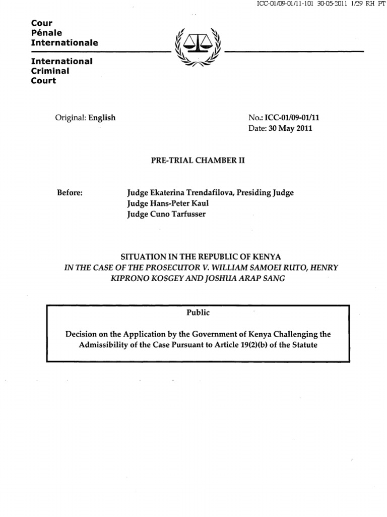 ICC Admissibility Decision Ruto, Kosgey and Sang | PDF