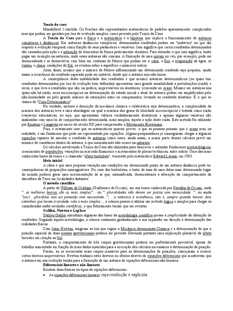 Teoria Do Caos | PDF | Teoria do Caos | Science