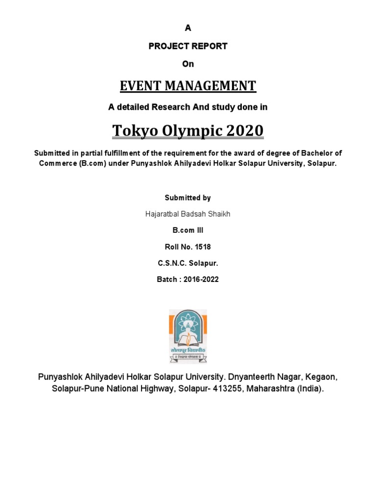 Tokyo 2020 Olympics Event Management Report | PDF | Summer Olympic ...