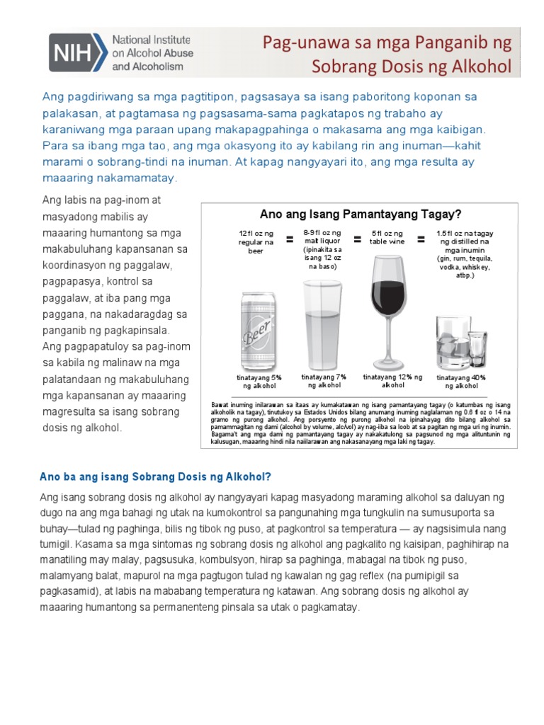 Pag-Unawa Sa Mga Panganib NG Sobrang Dosis NG Alkohol: Ano Ang Isang ...