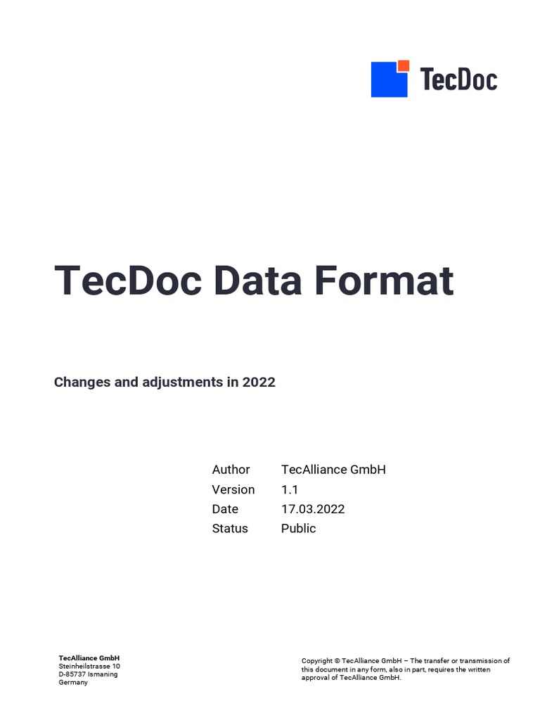 TecDoc-Data-Format Version 2022 Changes Public | PDF | File Format | Data
