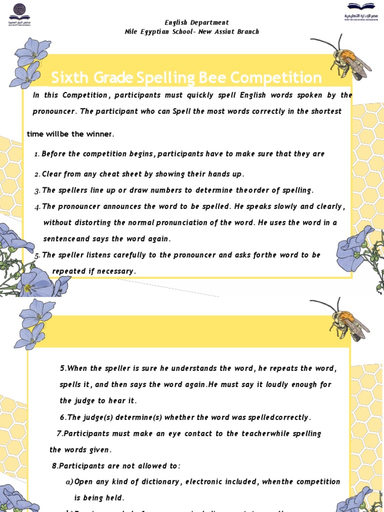 Sixth Grade Spelling Bee Word List | PDF | Spelling | English Language