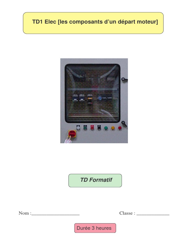 TD1 Elec Les Composants D Un Depart Moteur Eleve | Descargar gratis PDF | Transformateur ...