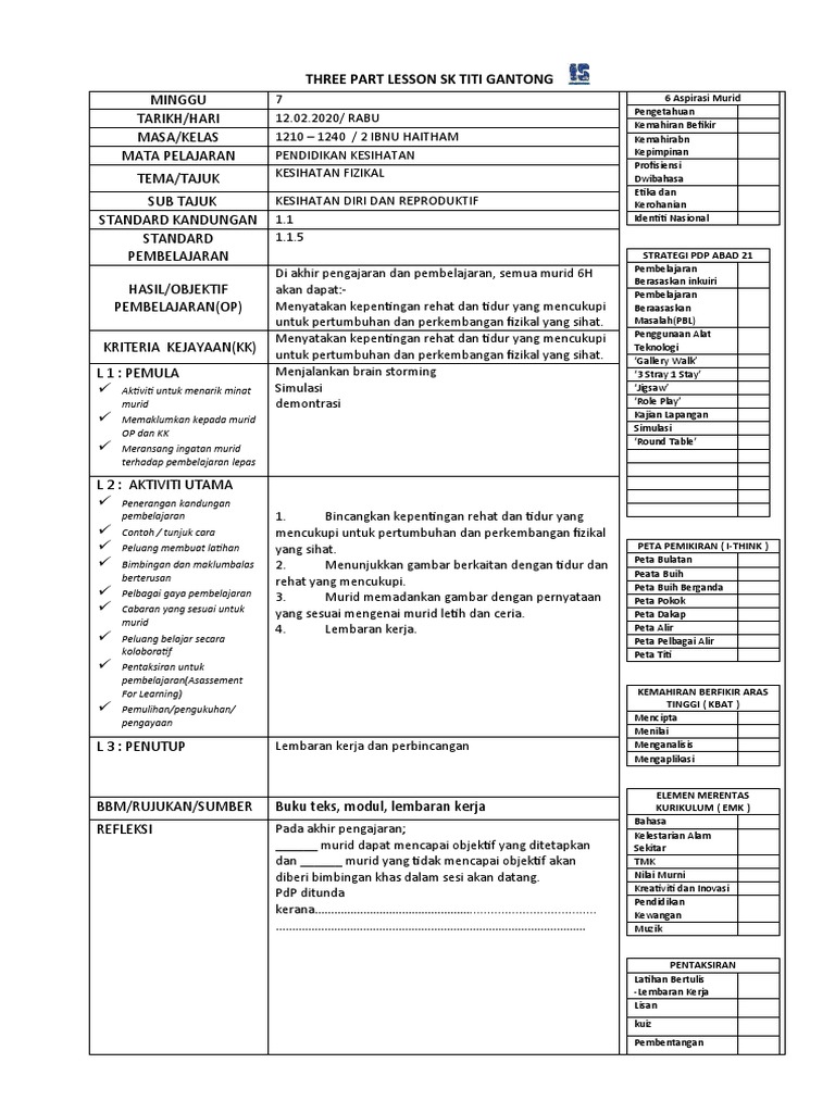 Three Part Lesson 2020 PK 1 | PDF