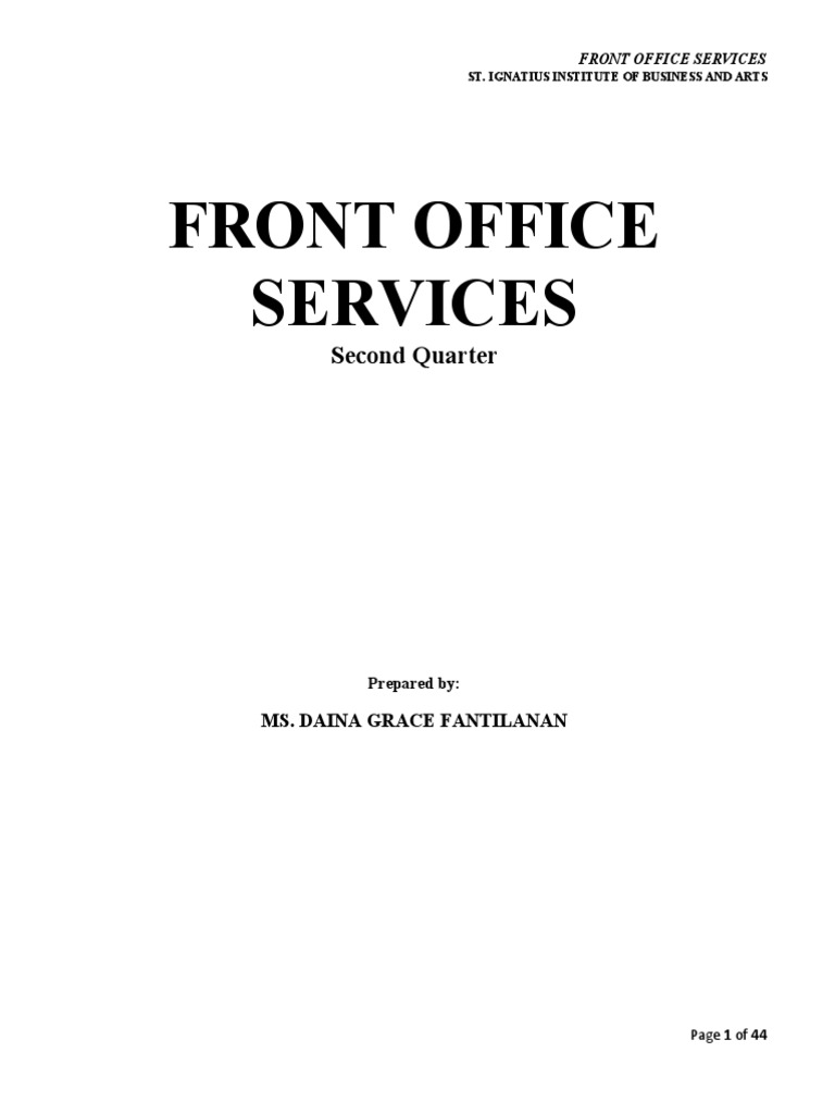 Front Office Services: Second Quarter | PDF | Point Of Sale | Hotel
