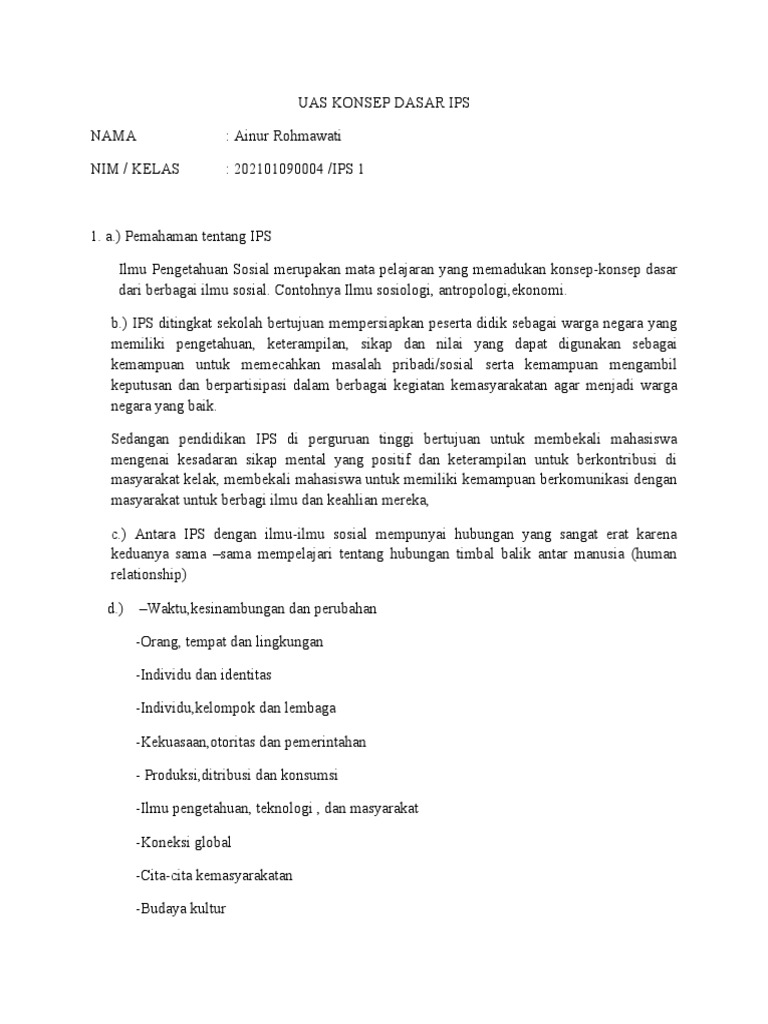 Uas Konsep Dasar Ips | PDF | Sains & Matematika