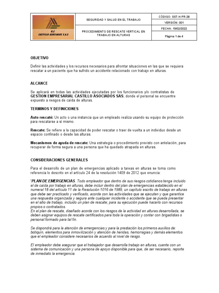 Plan de Rescate Vertical | PDF | Primeros auxilios