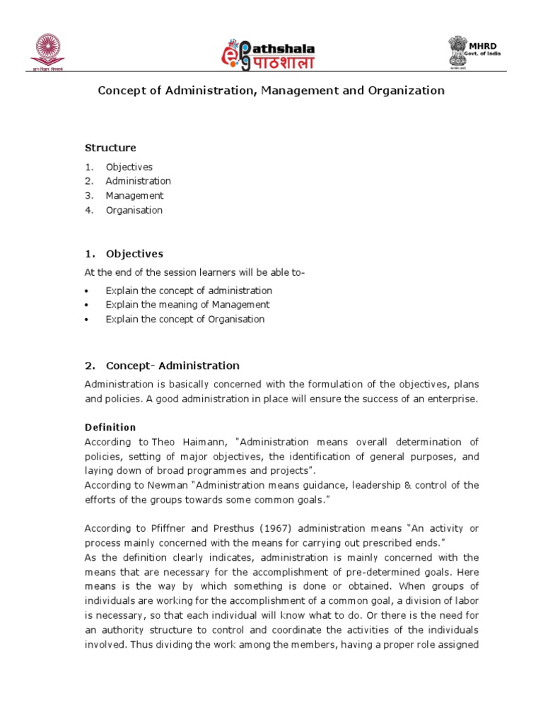 Understanding Administration and Management | PDF | Resource | Goal