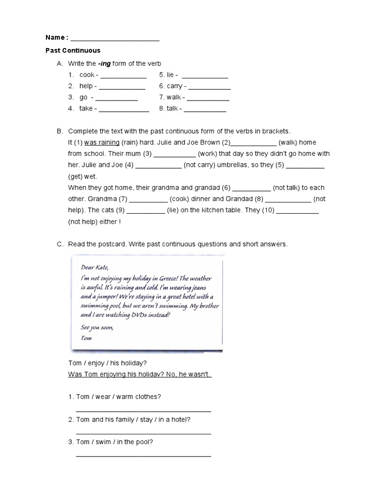 Past Continuous and Adverbs | PDF