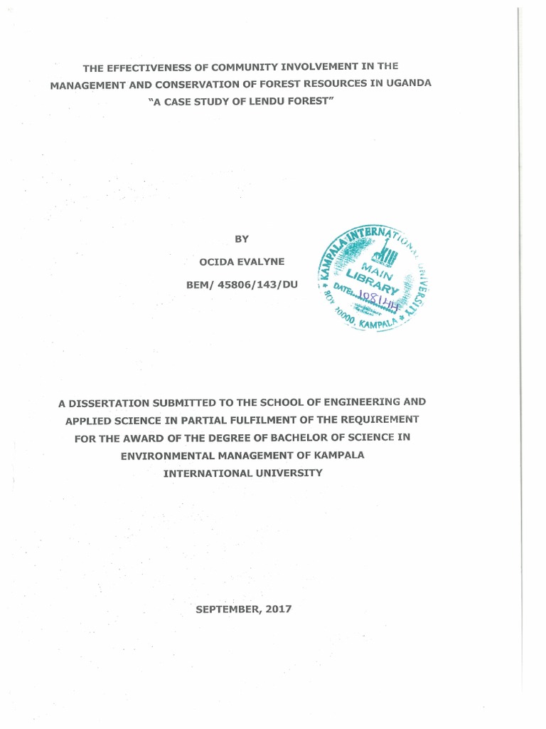 Assessing Community Involvement in the Management and Conservation of ...