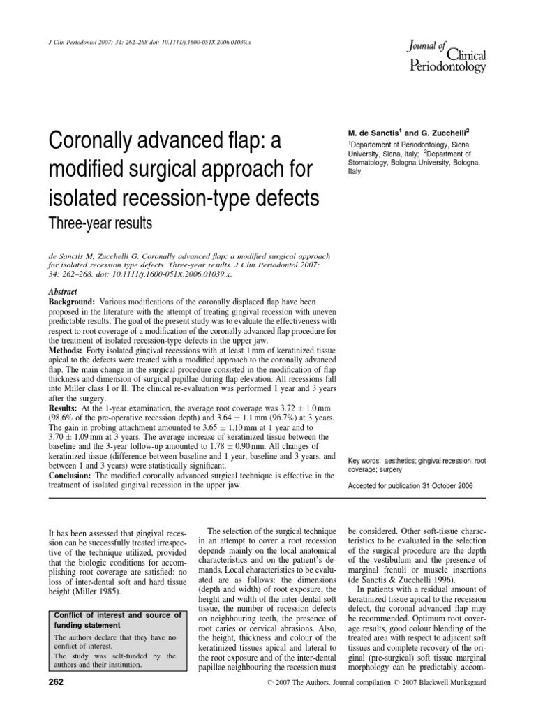 De Sanctis 2007 Coronally Advanced Flap A Modified | PDF ...