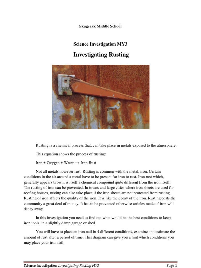 Science Investigation MY3 Investigating Rusting | PDF | Rust ...