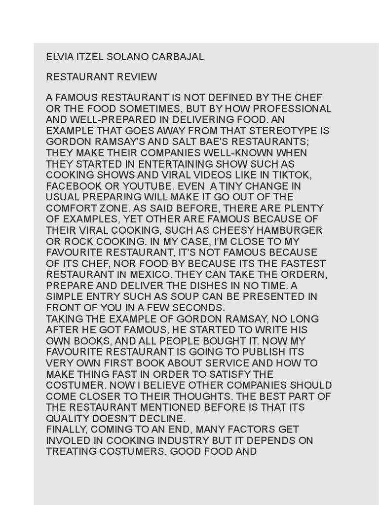 Restaurant Review | PDF
