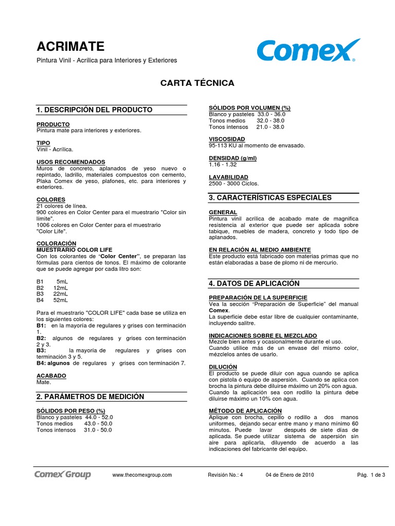 Carta Tecnica Acrimate | PDF