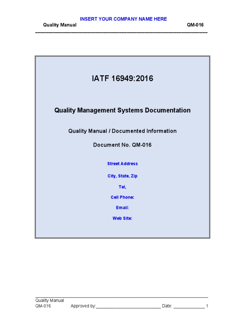IATF 16949:2016: Quality Management Systems Documentation | PDF ...