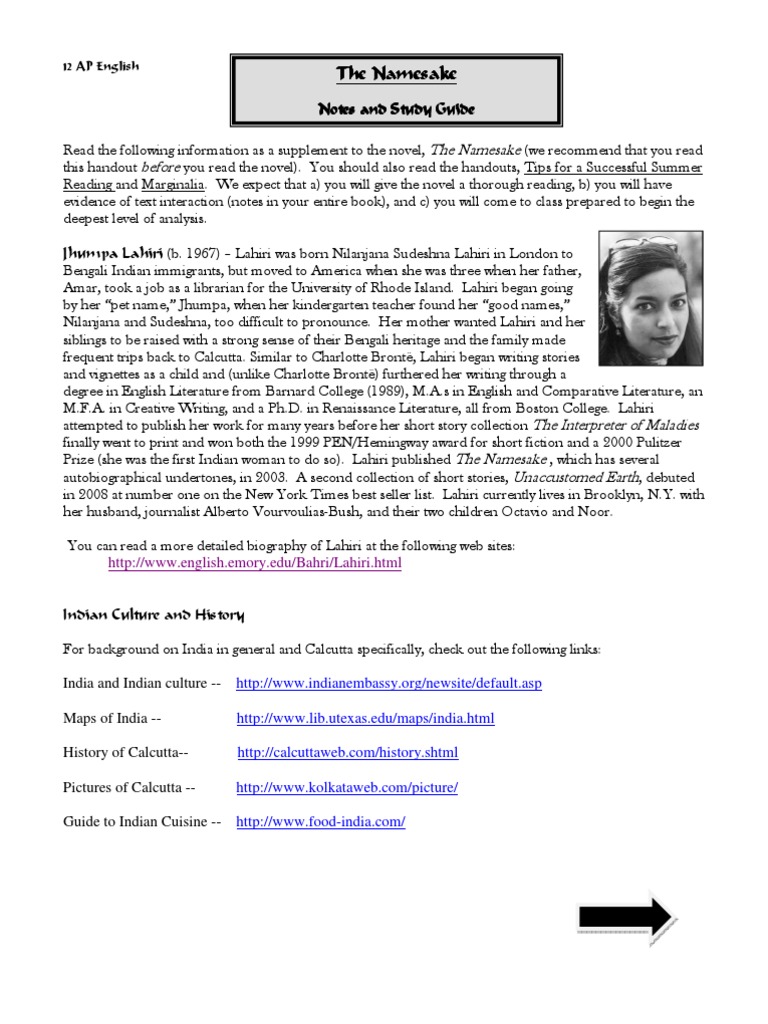 The Namesake Study Guide & Analysis | PDF | Social Science