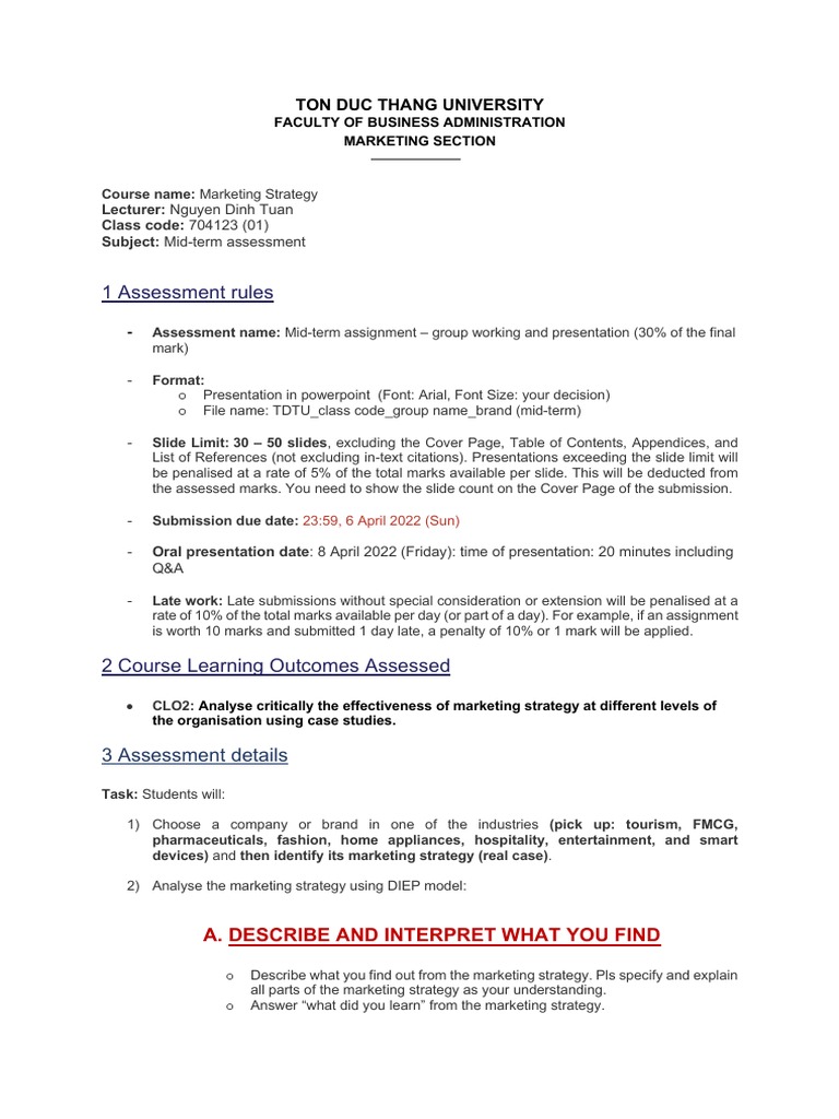 Analyzing the Marketing Strategy of [Company Name] Using the DIEP Model ...