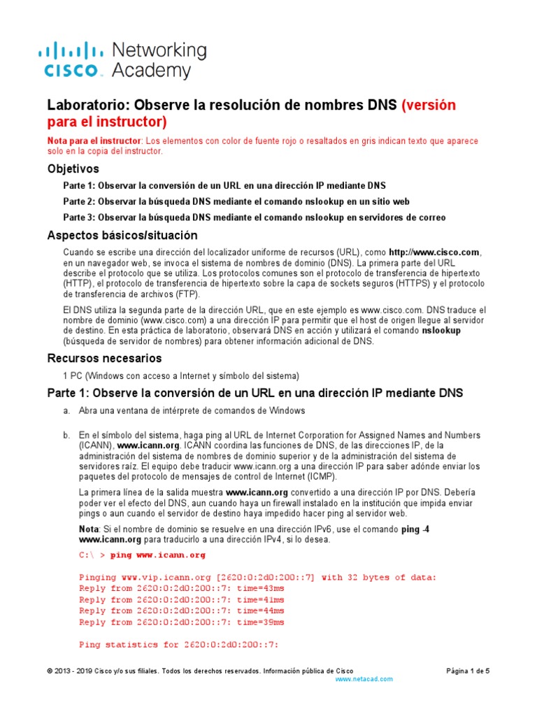 1548 Lab Observe Dns Resolution Ilm Pdf Sistema De Nombres De Dominio Dirección Ip 