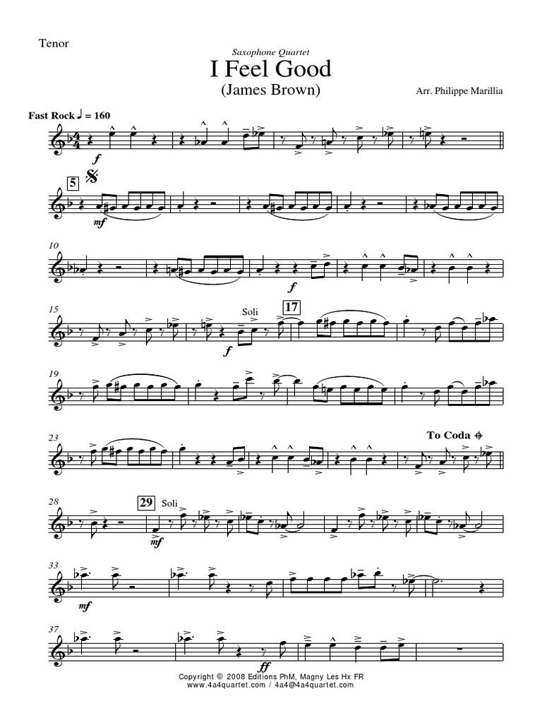 I Feel Good: (James Brown) | PDF | Saxophone