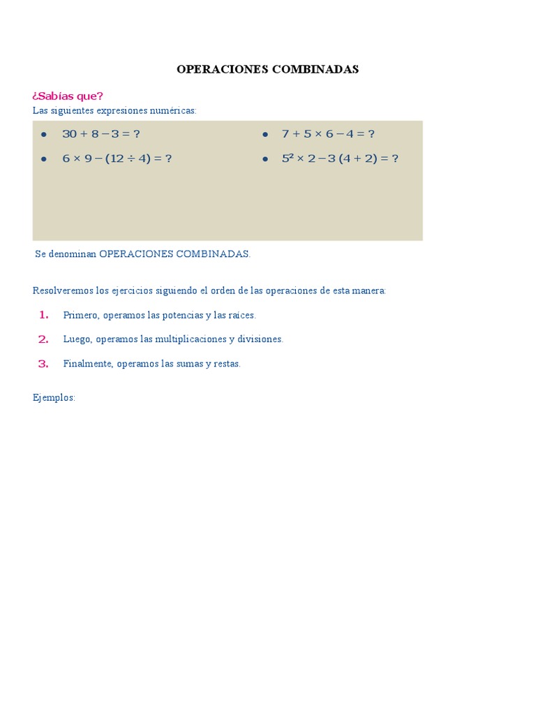 Operaciones Combinadas Con Potencias y Raices | PDF