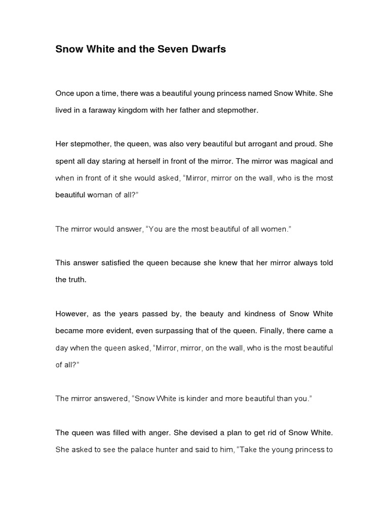 Snow White and The Seven Dwarfs | PDF | Snow White