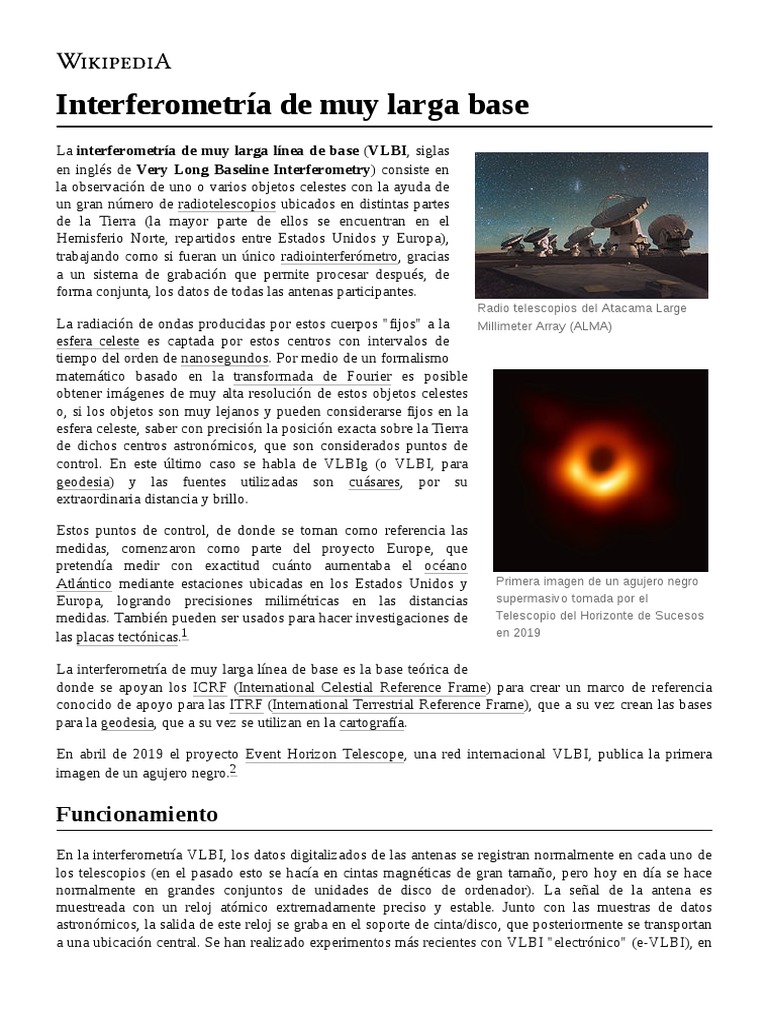 Interferometría de Muy Larga Línea de Base | PDF