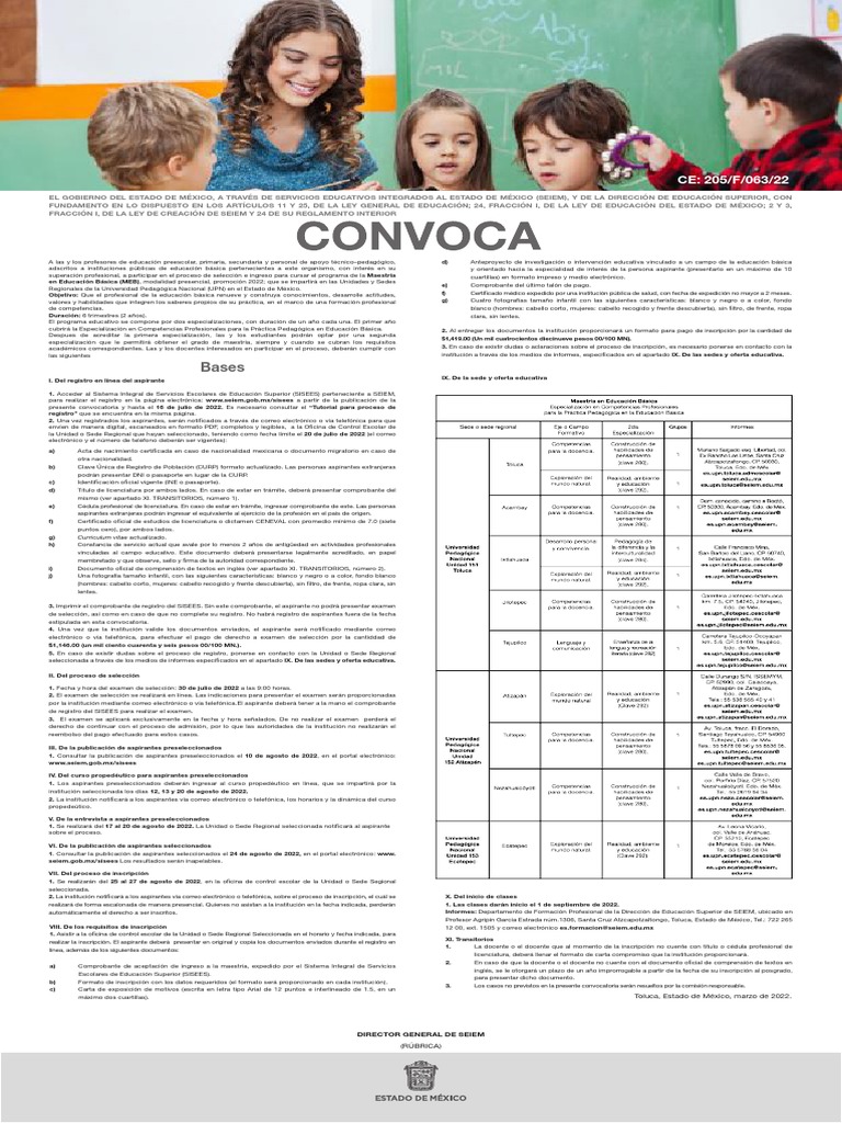 Convocatoria de Nuevo Ingreso A La Maestría en Educación Básica (MEB) en La UPN 151 Toluca y ...