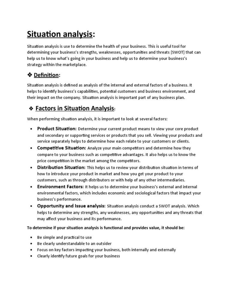 SWOT Analysis and Situation Analysis Guide for Business Decision Making ...